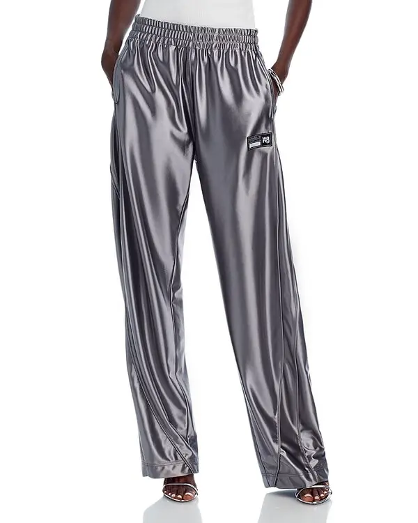 【関税&送料込】Alexanderwang.T Pants With Logo Alexander Wang Logo Elastic Waist Cotton Twill Wide Leg